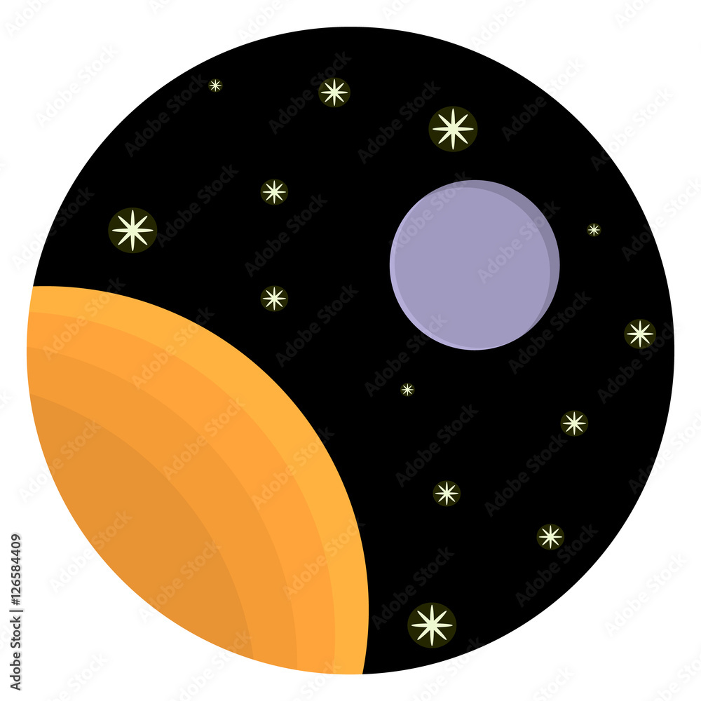 A part of the universe. The vector image of the cosmos in a circle: the ...