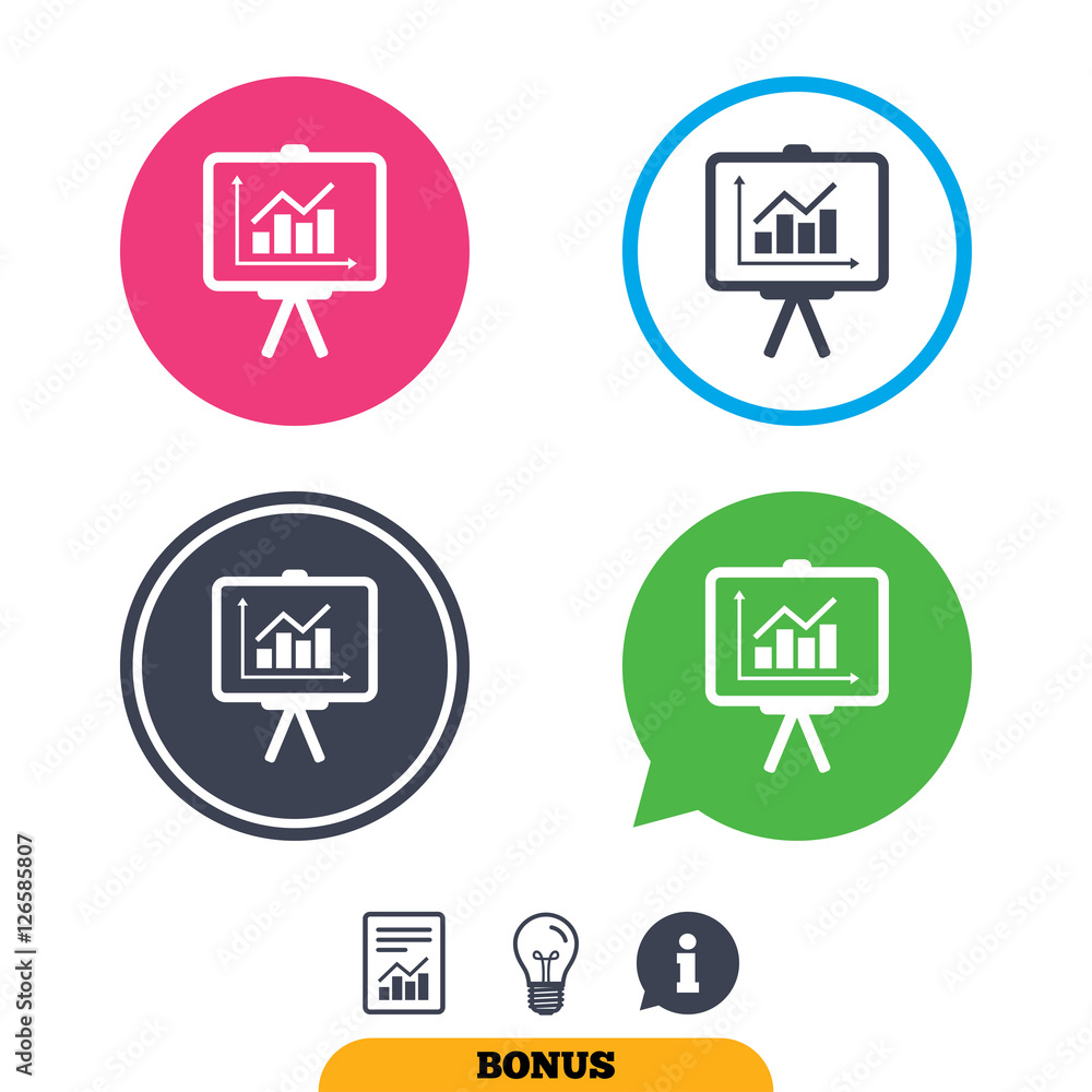 Presentation billboard sign icon. Scheme and Diagram symbol. Report ...
