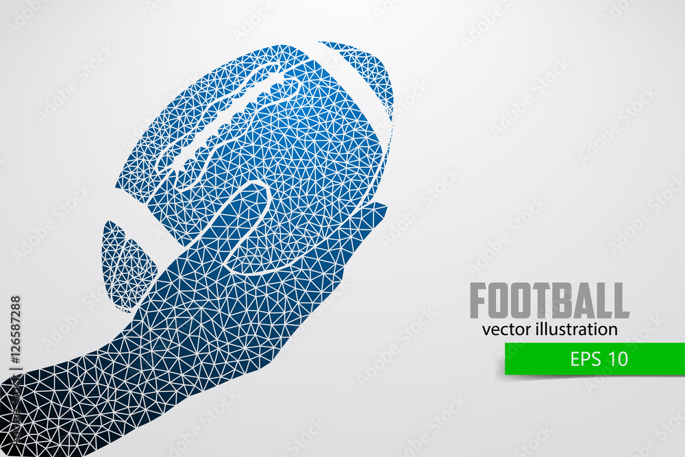 Hand holds the rugby ball, silhouette from triangle Stock Vector ...