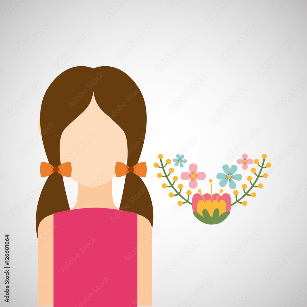 cartoon girl delicate flower graphic vector illustration eps 10 Stock ...
