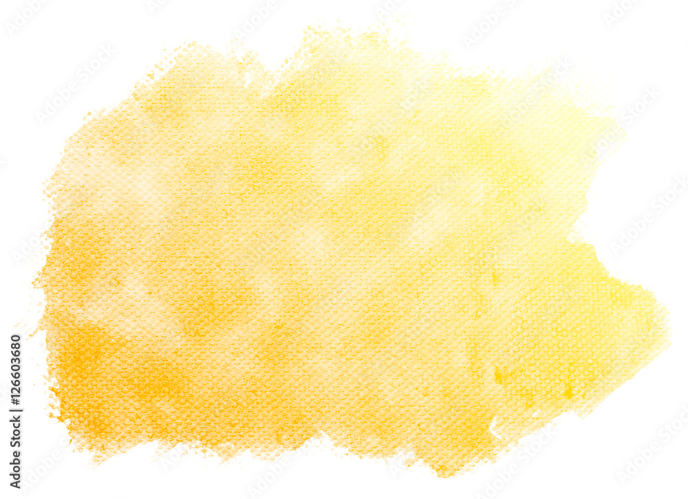 Abstract yellow watercolor on white background.This is watercolor ...