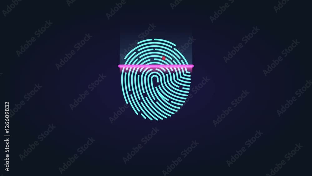 Fingerprint scanning video. Finger print access granted animation Stock ...