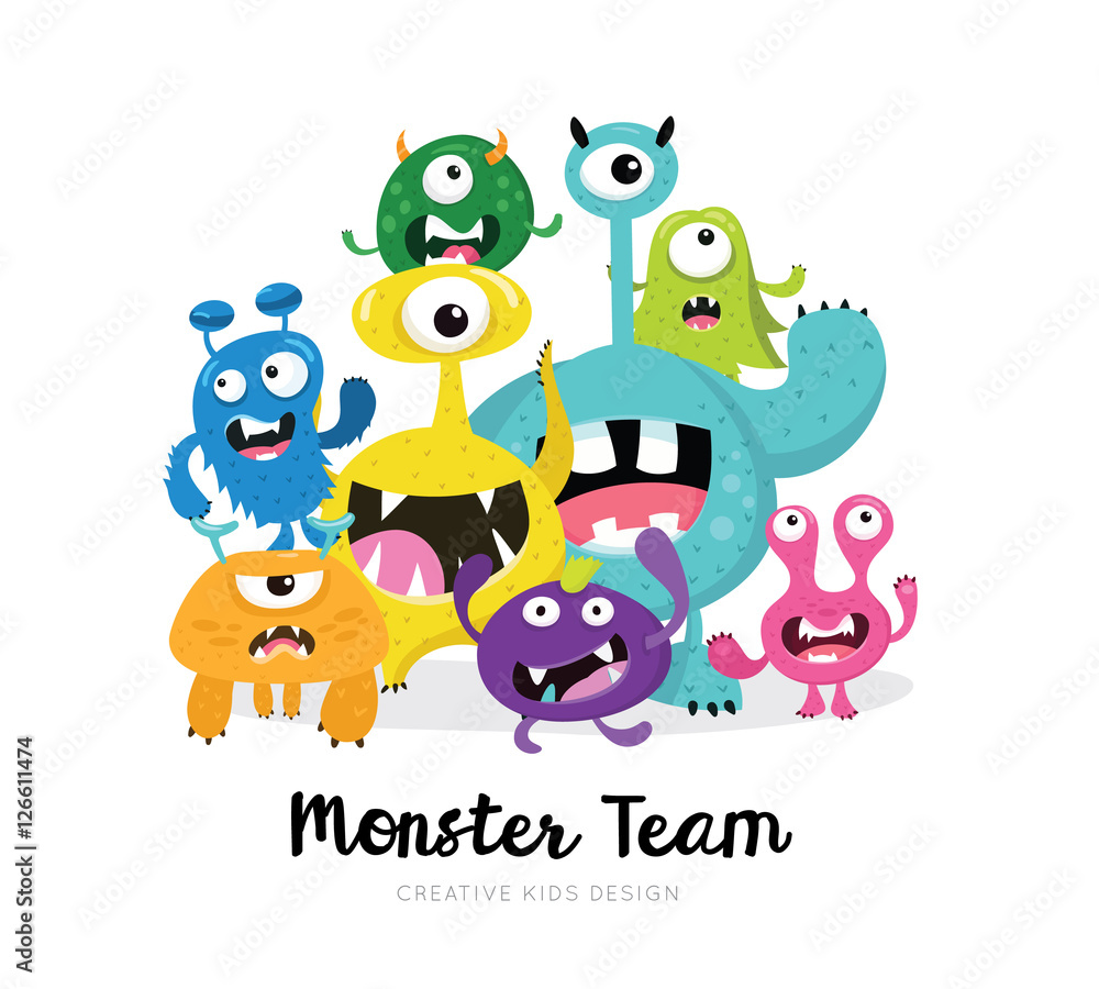 Monster vector , Kids monster logo, Cute monster design template. Stock ...