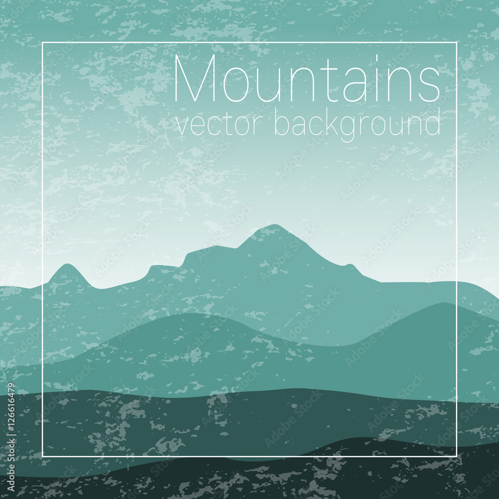 Mountains landscape. Textured nature background for card, banner, flyer ...