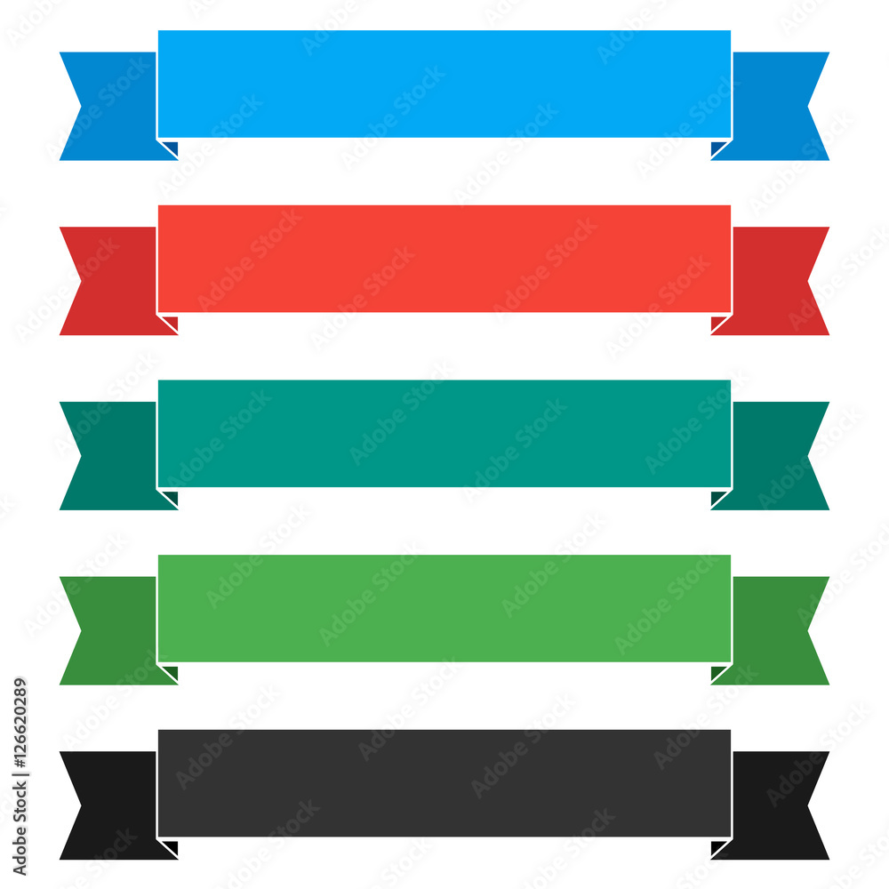 Colored ribbon banners set. Different Color Sample tapes template ...