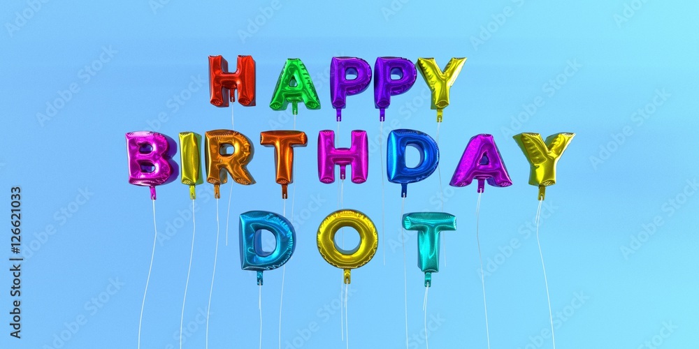 Happy Birthday Dot Card With Balloon Text 3d Rendered Stock Image