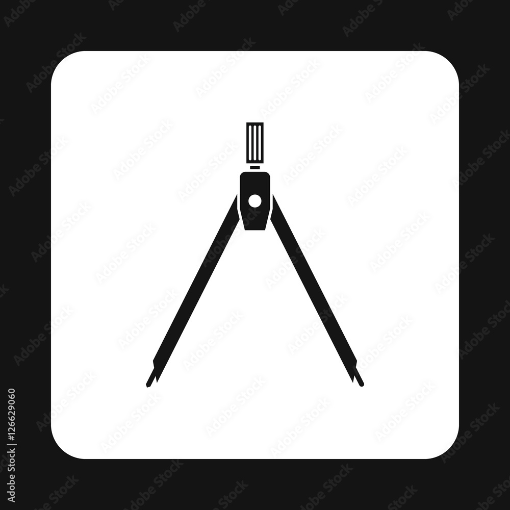 Drawing compass icon in simple style isolated on white background. Draw ...