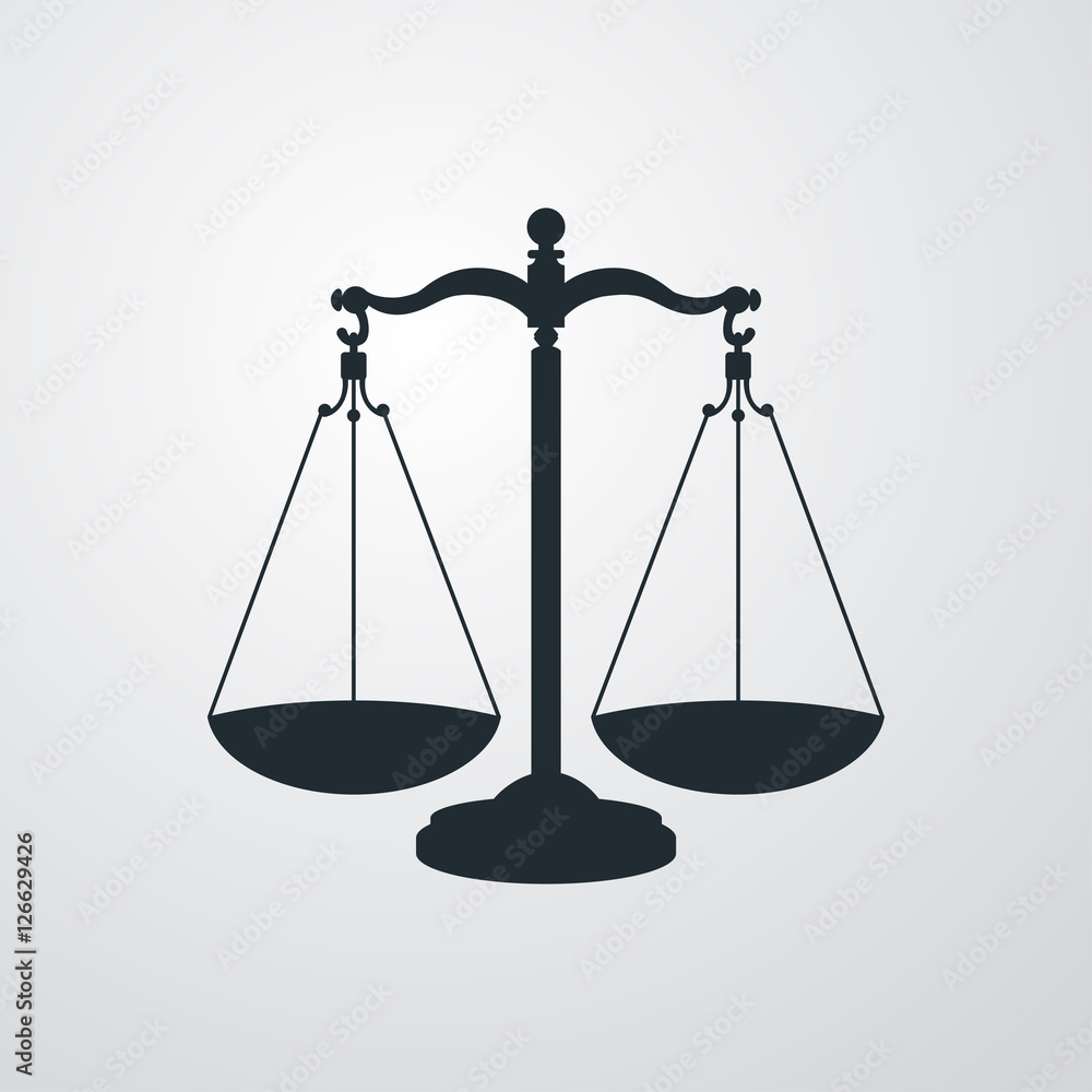 Icono plano balanza en fondo degradado Stock Vector | Adobe Stock
