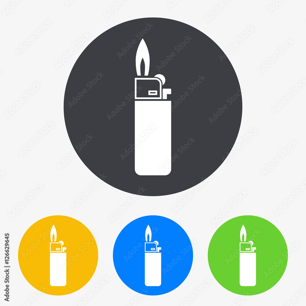 Icono plano mechero en circulo varios colores Stock Vector | Adobe Stock