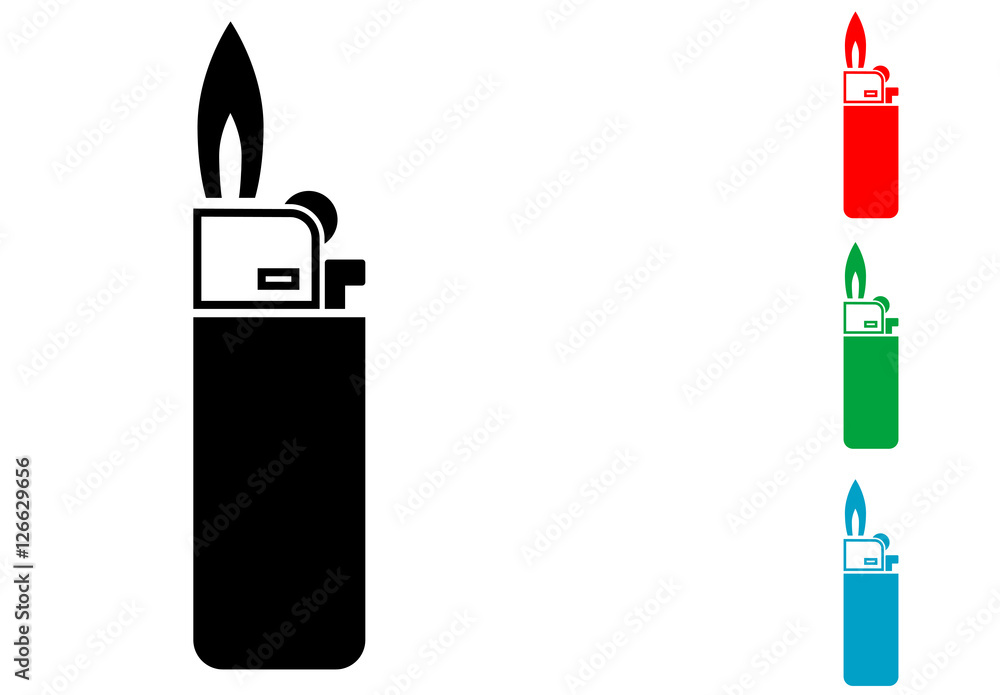 Icono plano mechero en varios colores Stock Vector | Adobe Stock