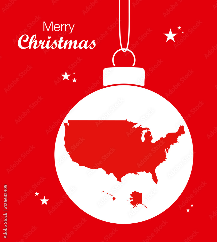 Merry Christmas Map USA Stock Vector | Adobe Stock