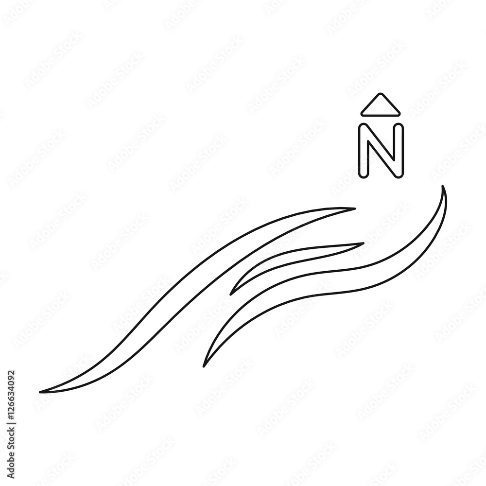 Northern wind icon in outline style isolated on white background ...