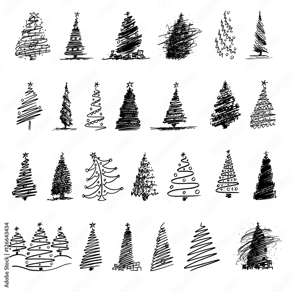 stylized Christmas trees Stock-Illustration | Adobe Stock