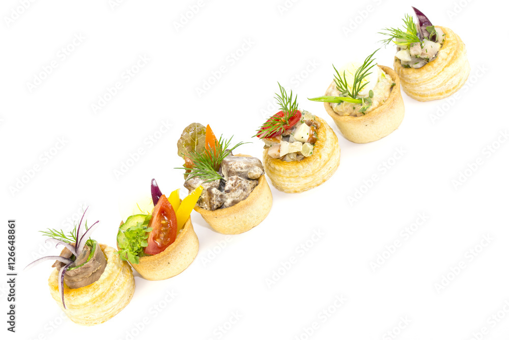 Mini Canape with meat and vegetables Stock-Foto | Adobe Stock