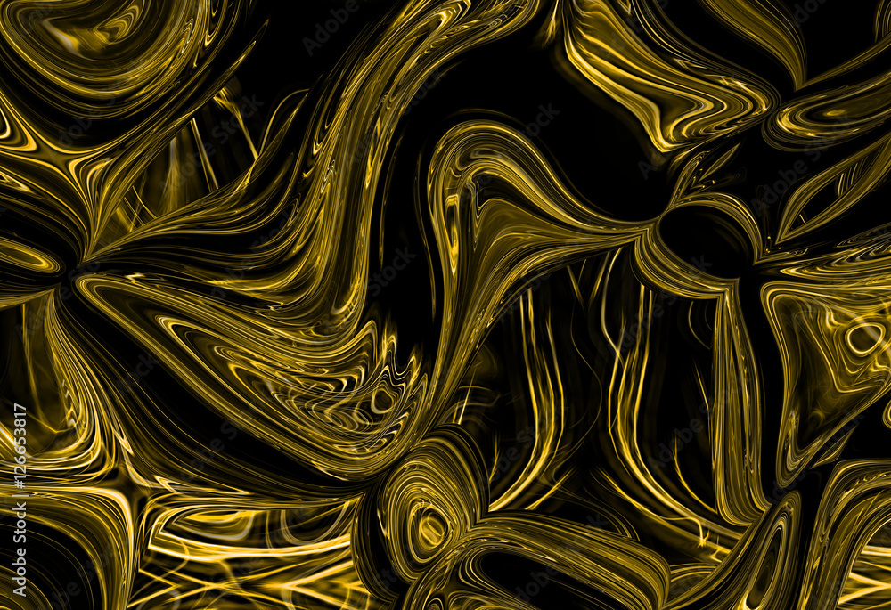 Fluid yellow abstract motion composition. Fractal art background for ...
