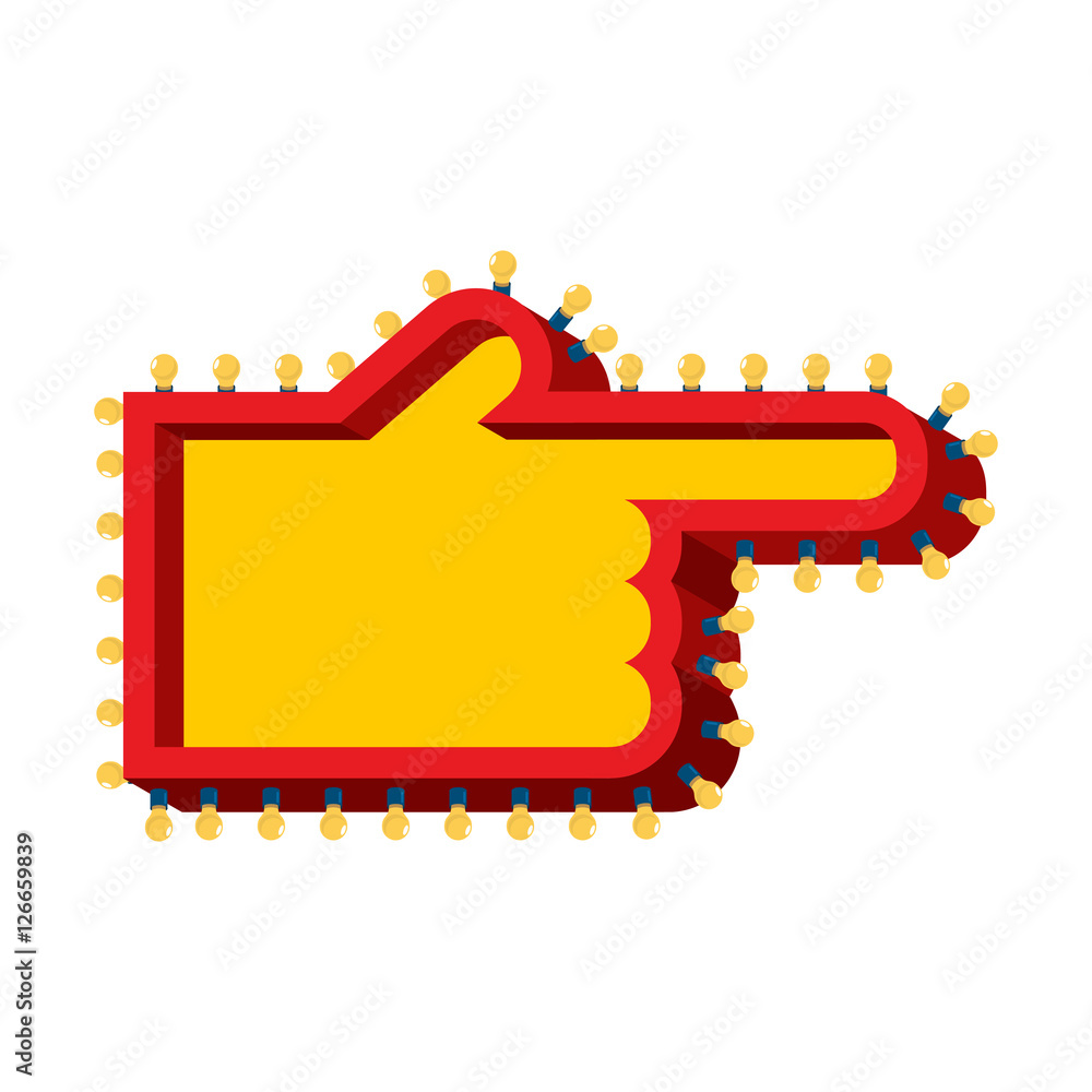 Pointing finger pointer with glowing lights. Retro cursor Hand w vector ...