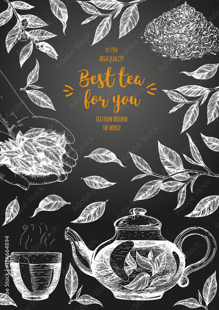 Vector illustration for Tea Shop. Vector card design with tea. Vertical ...