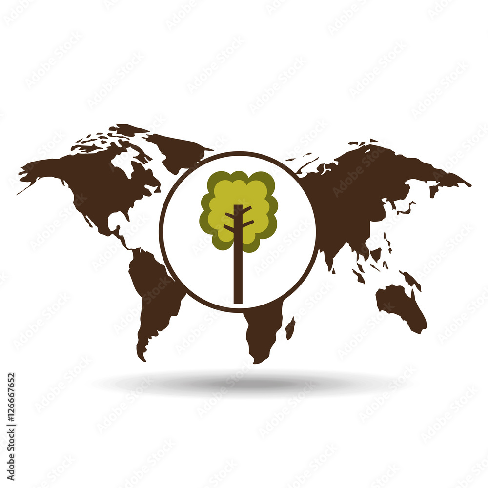 map earth environment ecological green tree vector illustration eps 10 ...