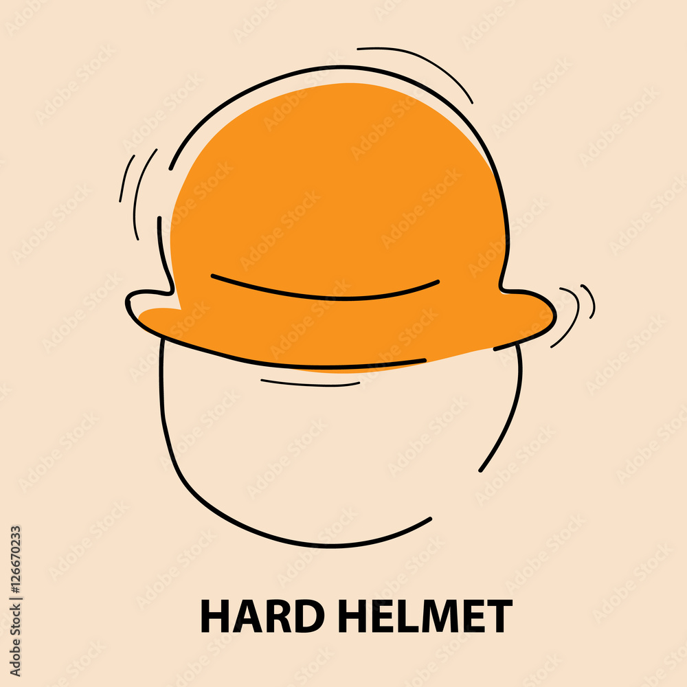 hard construction helmet for health and safety warning, mandatory signs ...