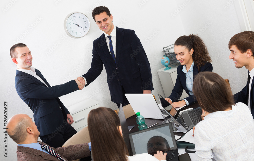 Handshake between business partners Stock-Foto | Adobe Stock
