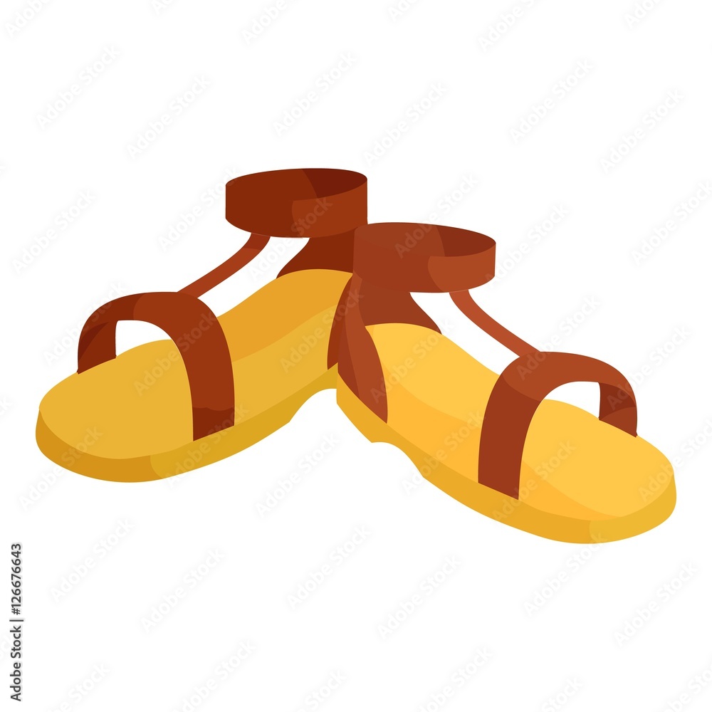 Pair of brown sandals icon. Cartoon illustration of pair of sandals ...