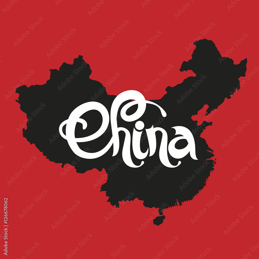 China lettering. Vector map Stock-Vektorgrafik | Adobe Stock