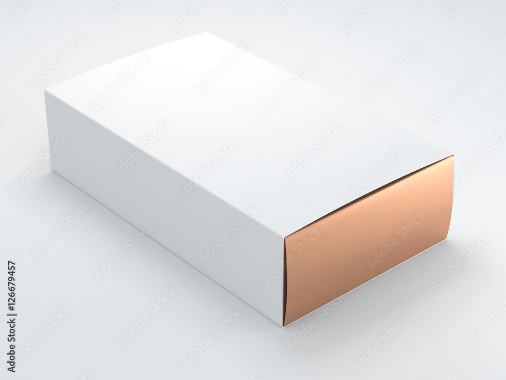 Gold Box with white Cover. 3d rendering Stock Illustration | Adobe Stock