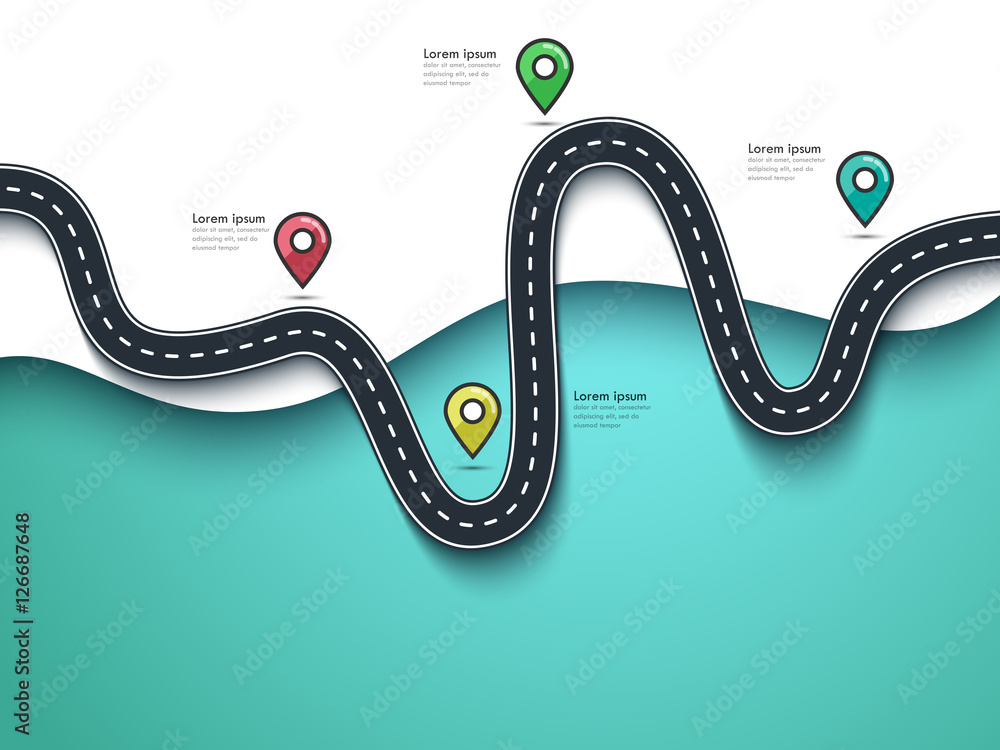 Road Trip and Journey Route. Business and Journey Infographic Flat ...