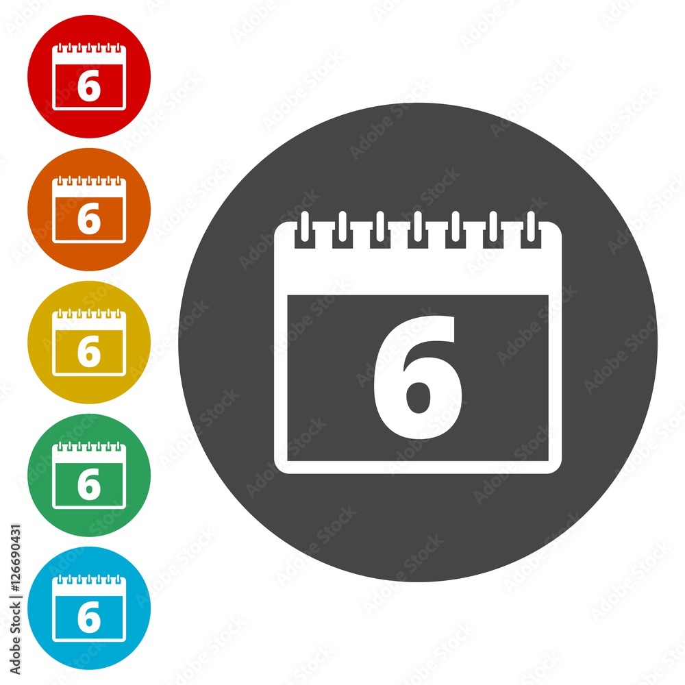 Calendar icon - number 6 Stock-Vektorgrafik | Adobe Stock