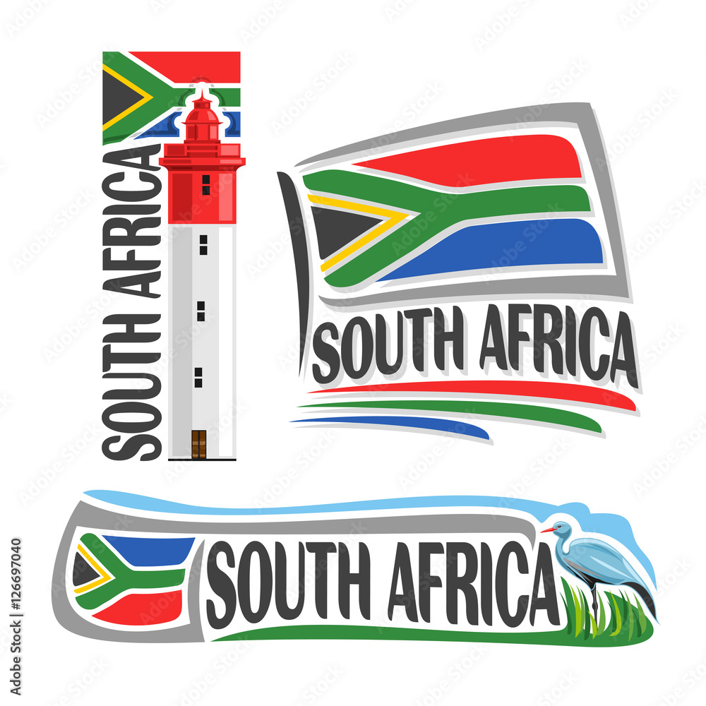 Vector logo South Africa, 3 isolated images: lighthouse at Umhlanga ...