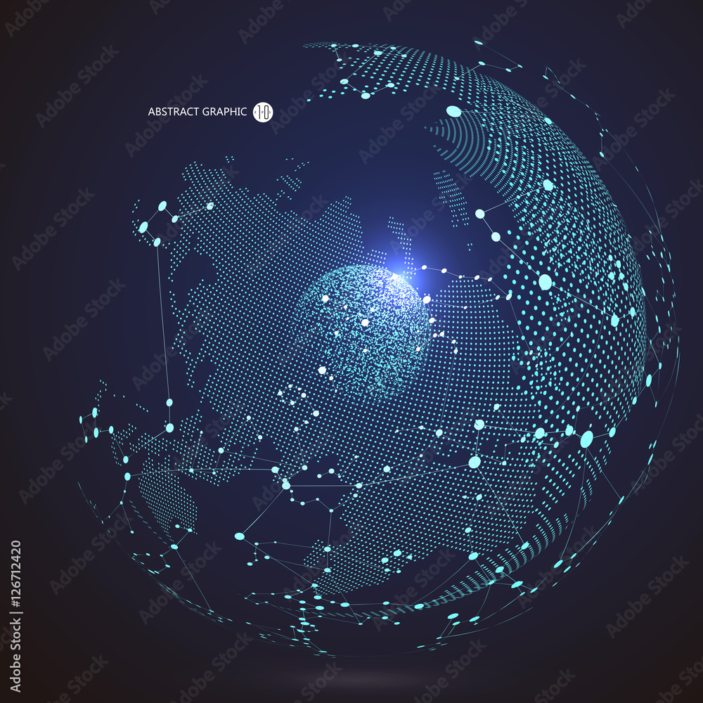 World map point, line, composition, representing the global, Global ...