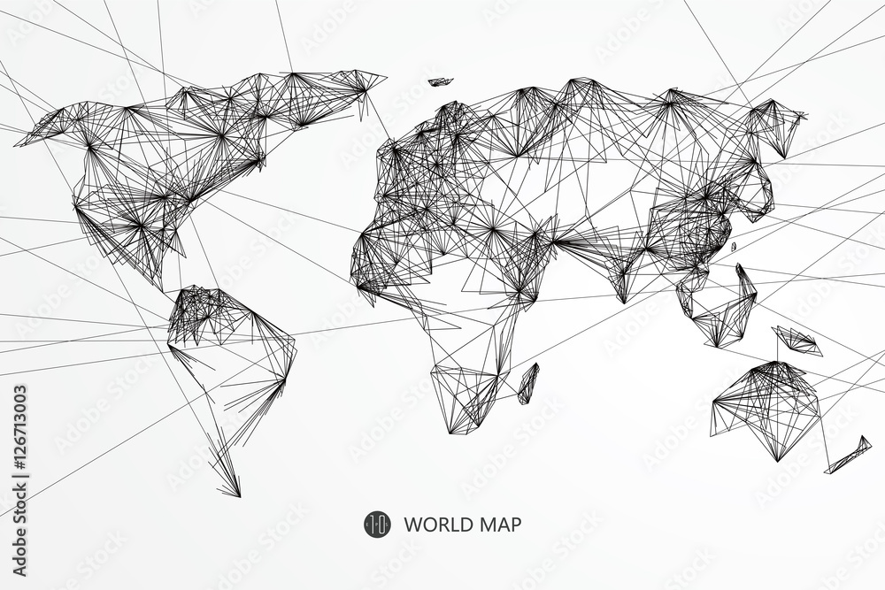 Point, line composition of the world map, the implication of network ...