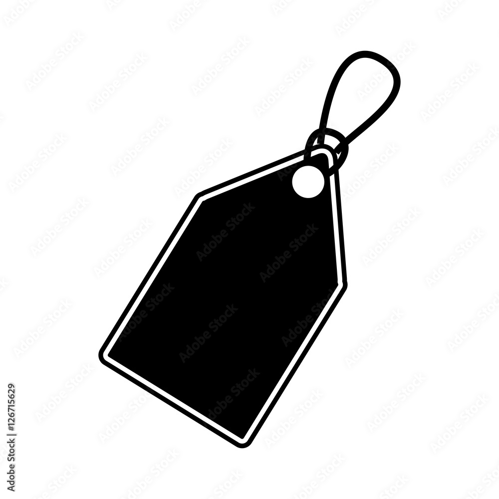 silhouette of hanging tag icon over white background. vector ...