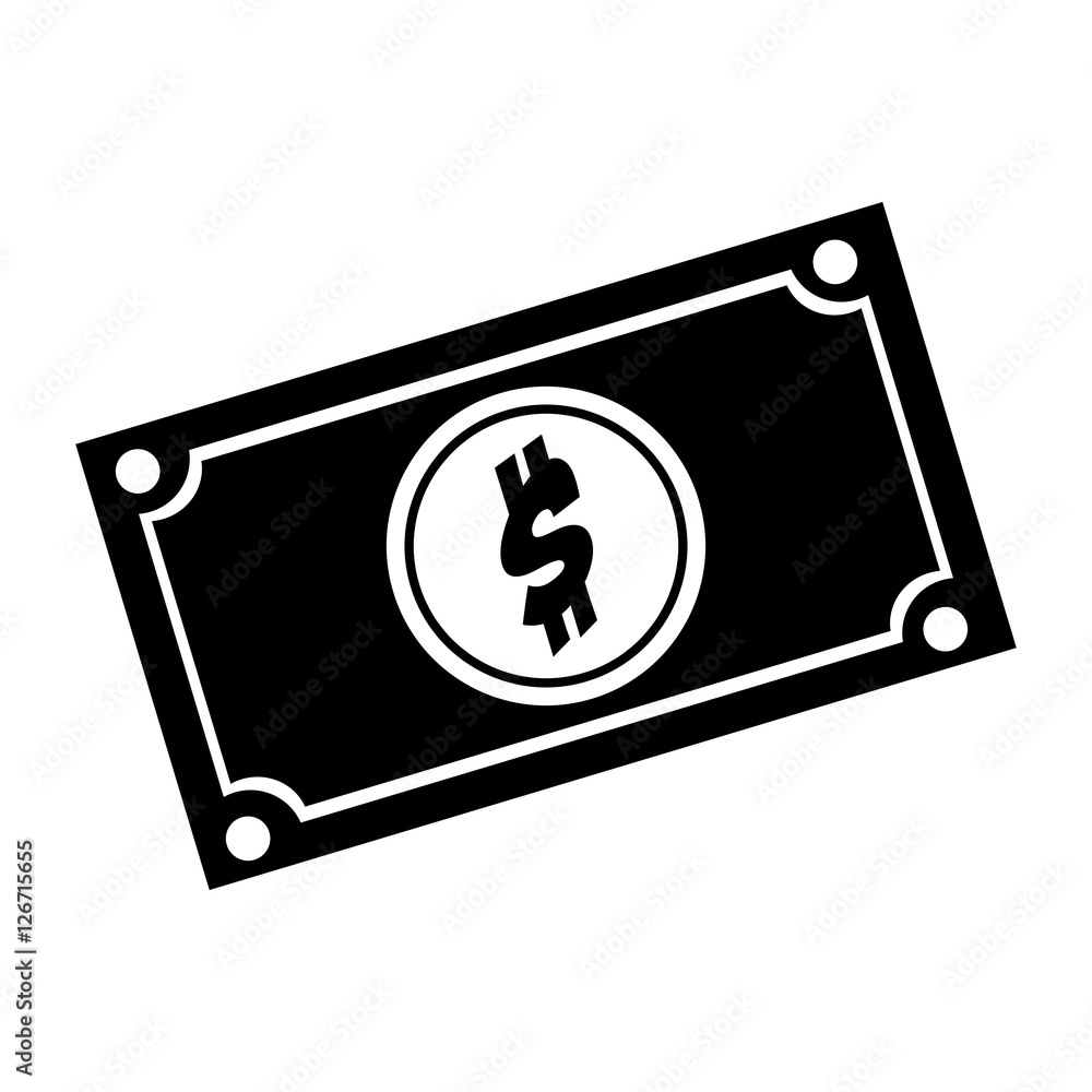 silhouette of money bills icon over white background. vector ...