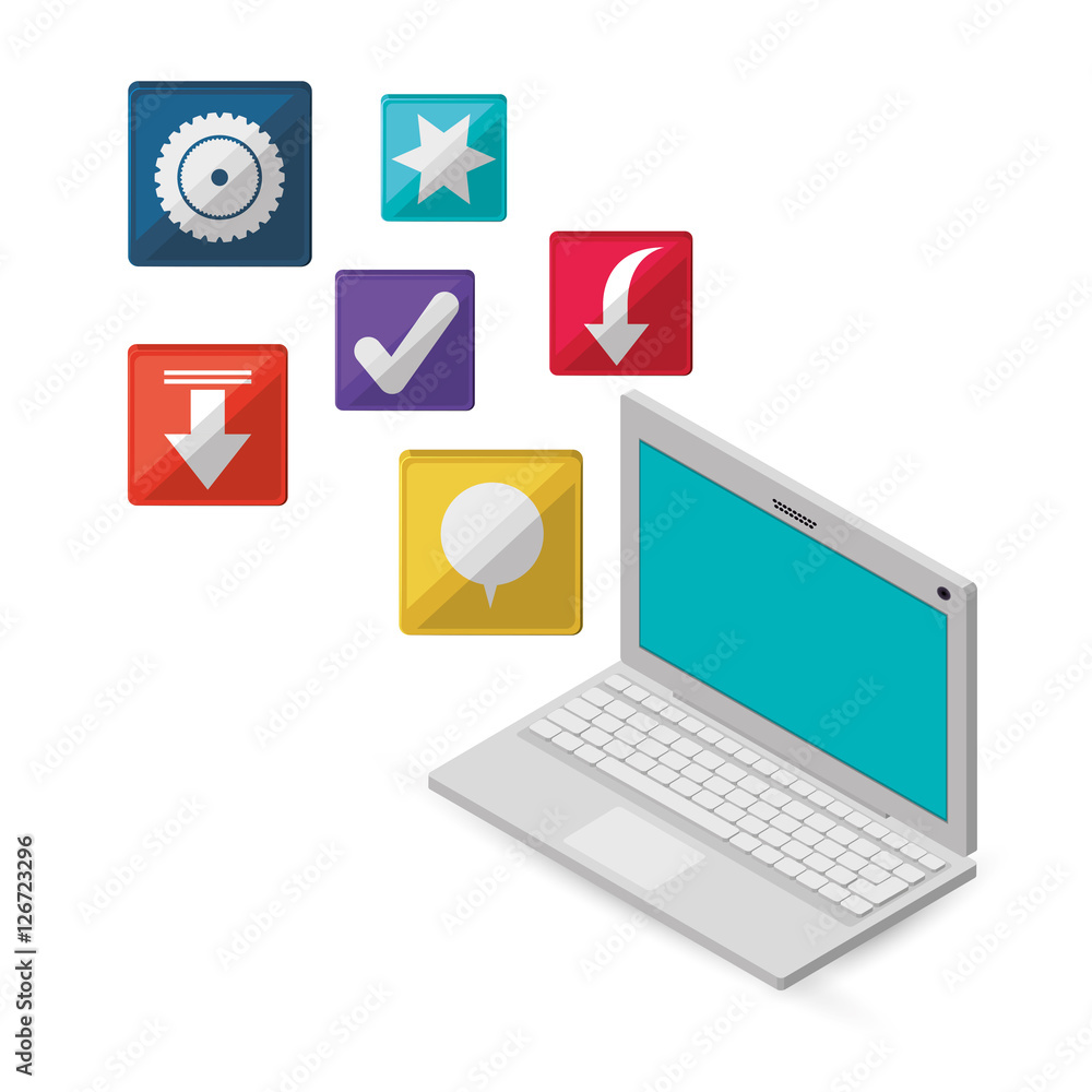 computer with internet related icons image vector illustration design ...