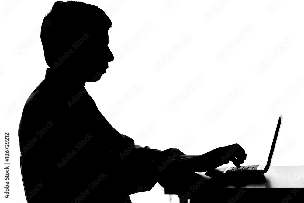 silhouette of office worker types documents Stock Photo | Adobe Stock