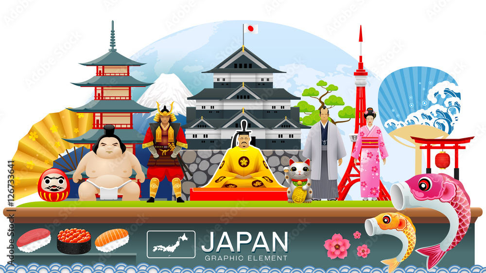 japan infographic travel place and landmark Vector Illustration Stock ...