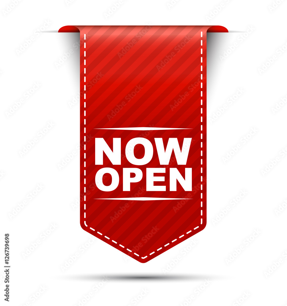 now open, red vector now open, banner now open Stock Vector | Adobe Stock
