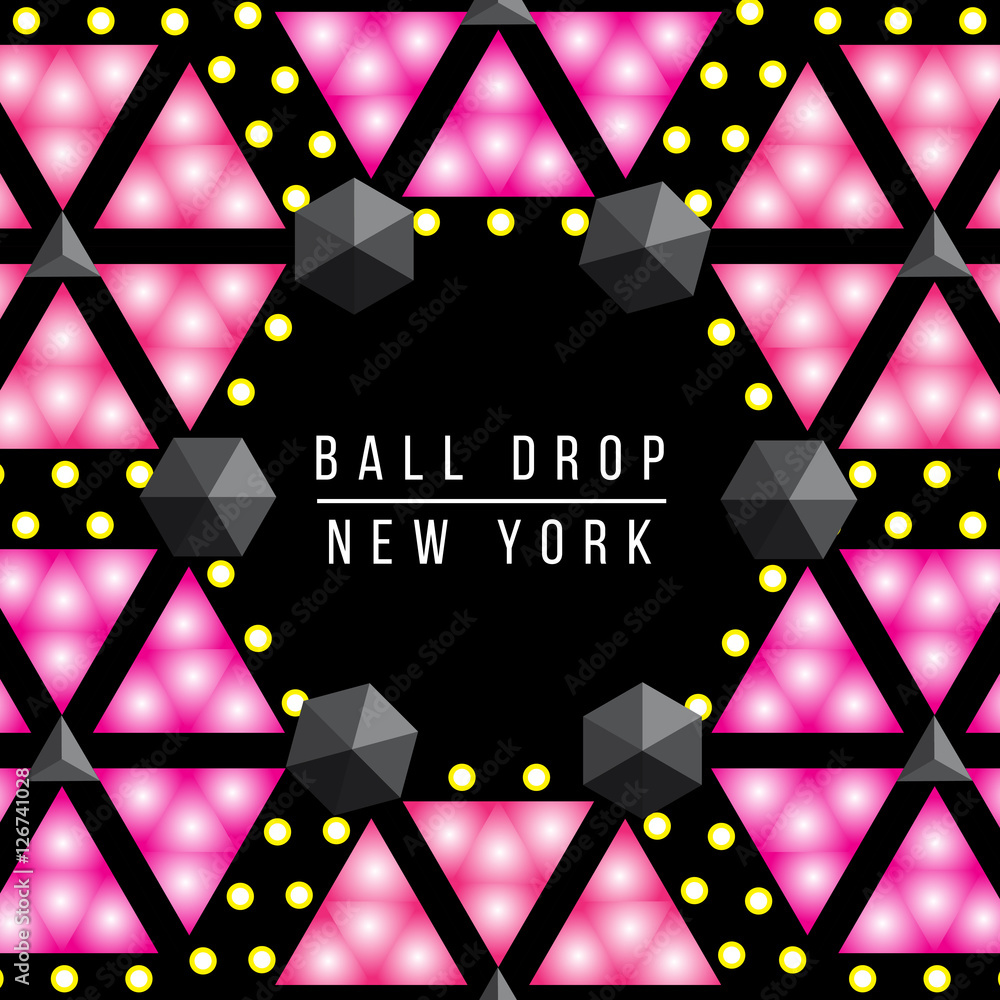 New Year Ball drop in Times square New York. Vector decorative ...