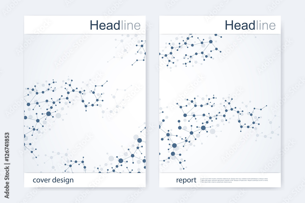 Scientific brochure design template. Vector flyer layout, Molecular ...