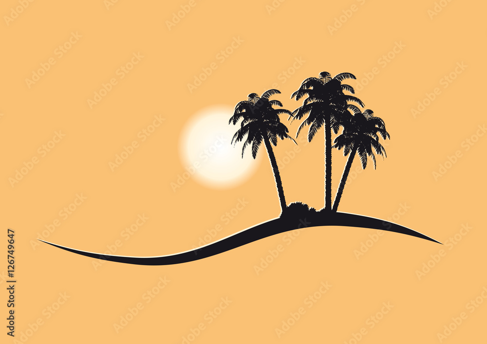 sommerferien vektor piktogramm mit Palmen und Sonne Stock Vector ...