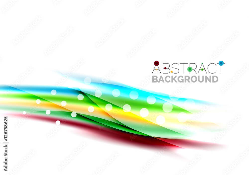 Color wavy lines with light shiny effects. Abstract background template ...
