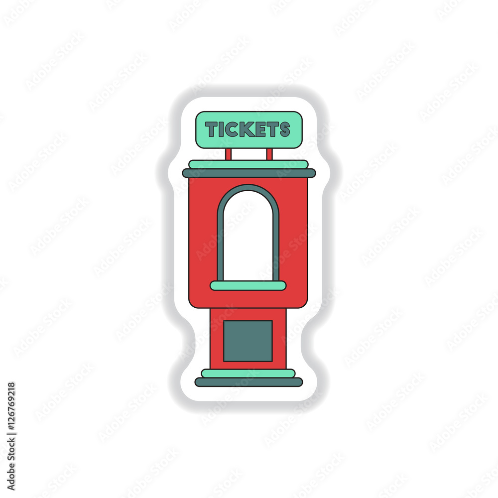 Vector illustration in paper sticker style cinema ticket booth Stock ...