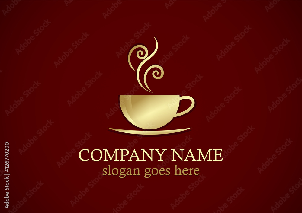 coffee cup gold logo Stock Vector | Adobe Stock