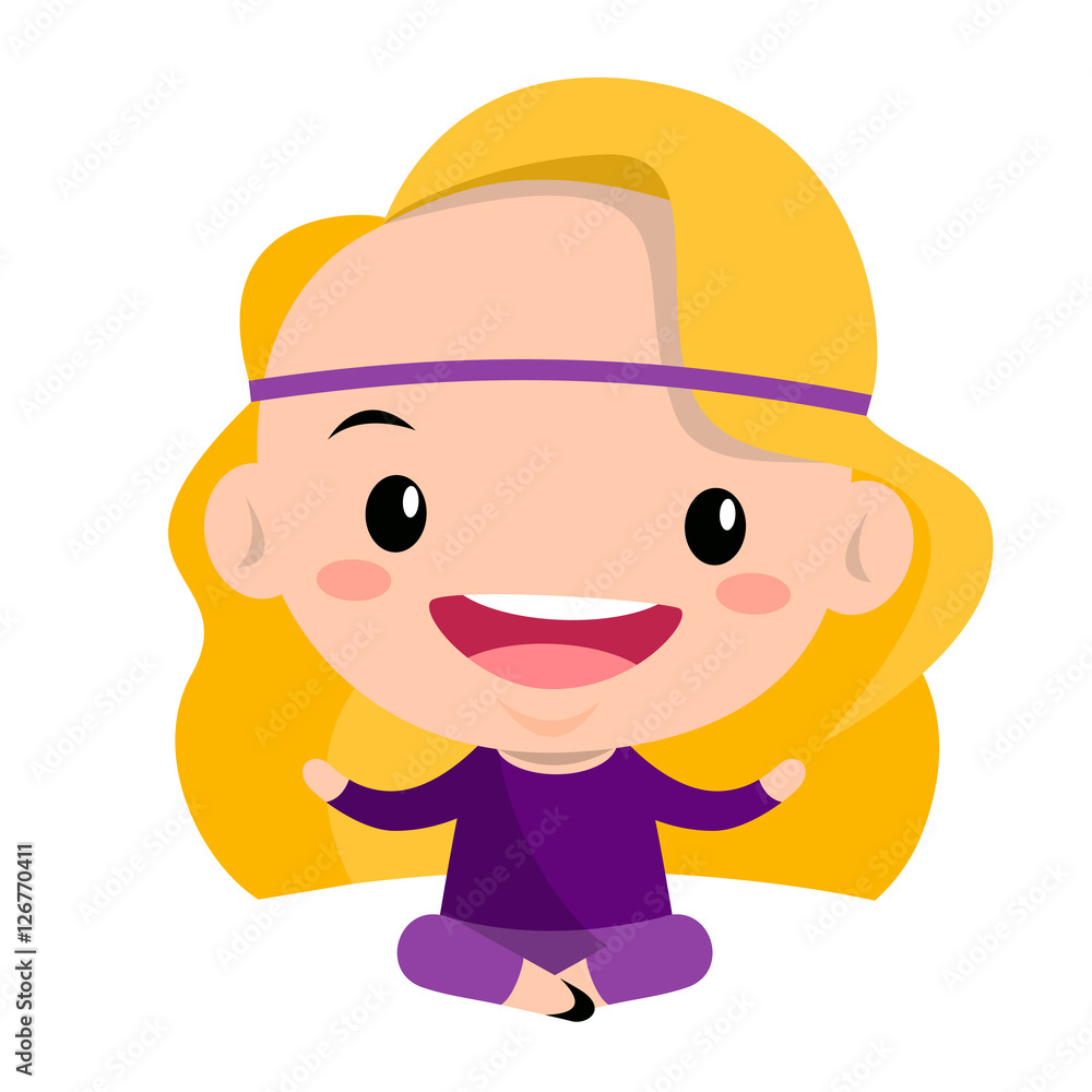 Smiling yoga teacher / cartoon editable vector illustration Stock 벡터 ...