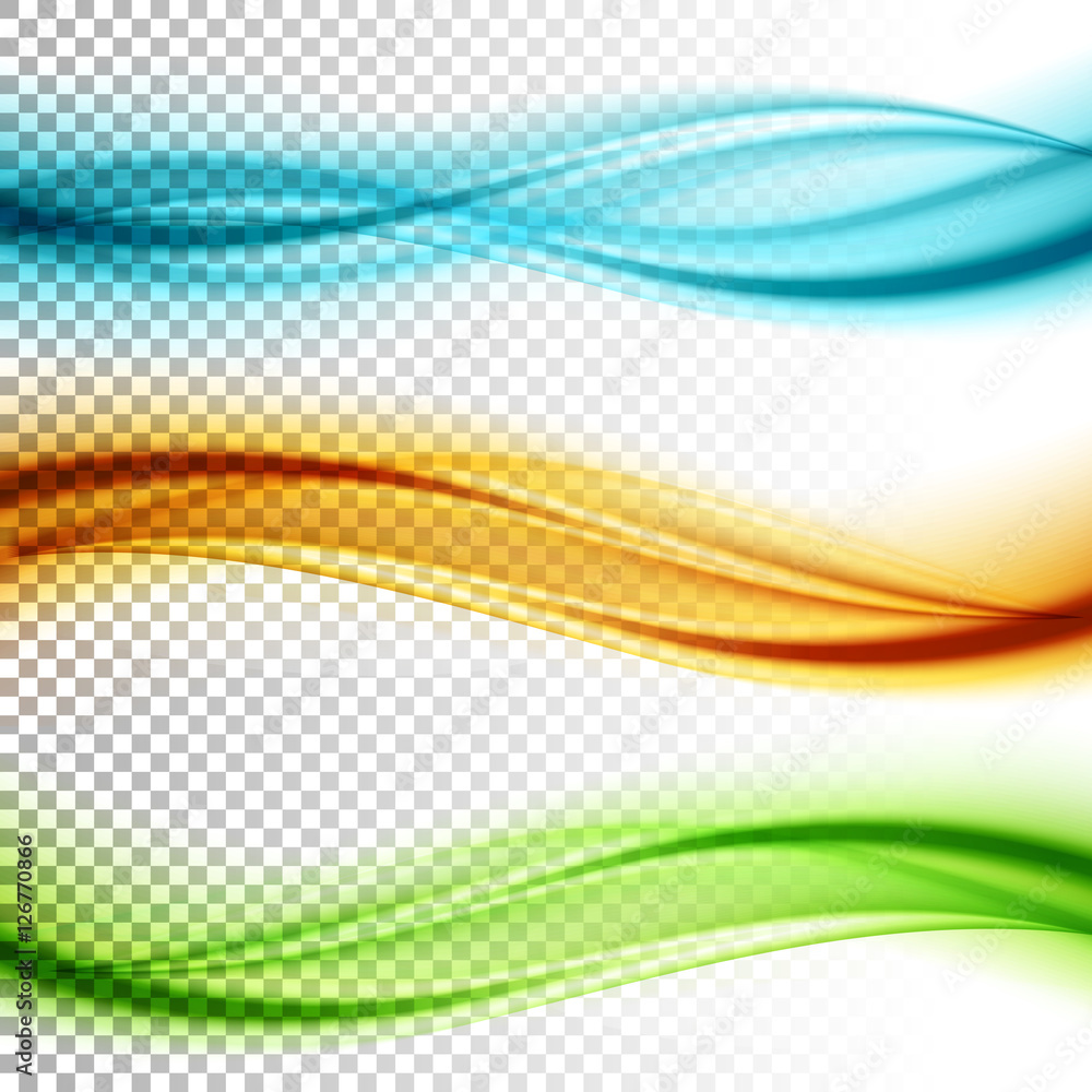 Abstract smooth color wave vector set on transparent background. Stock ...