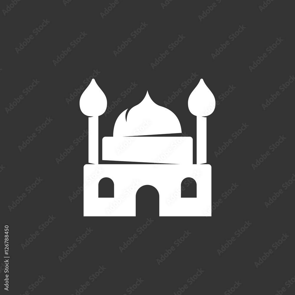 Mosque logo on black background. Vector icon Stock Vector | Adobe Stock