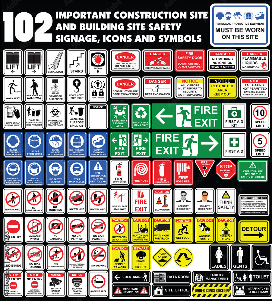 Building site, construction environments, Hazard warning attenti Stock ...