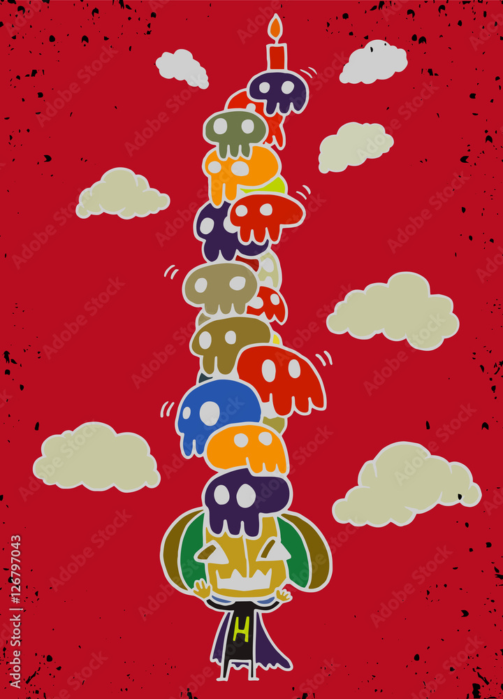 Cute skull doodle. Stock Vector | Adobe Stock