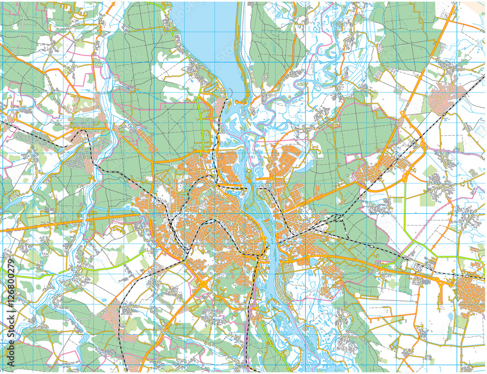 map of the city of Kiev with the surroundings. City Plan Stock Vector ...